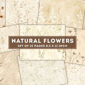 Natural Flowers Digital Paper, Watercolor Scrapbook Papers, Junk ...
