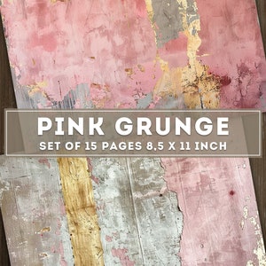 Pink Grunge Digital Paper, Steampunk Paper, Junk Journal Kit, Digital ...