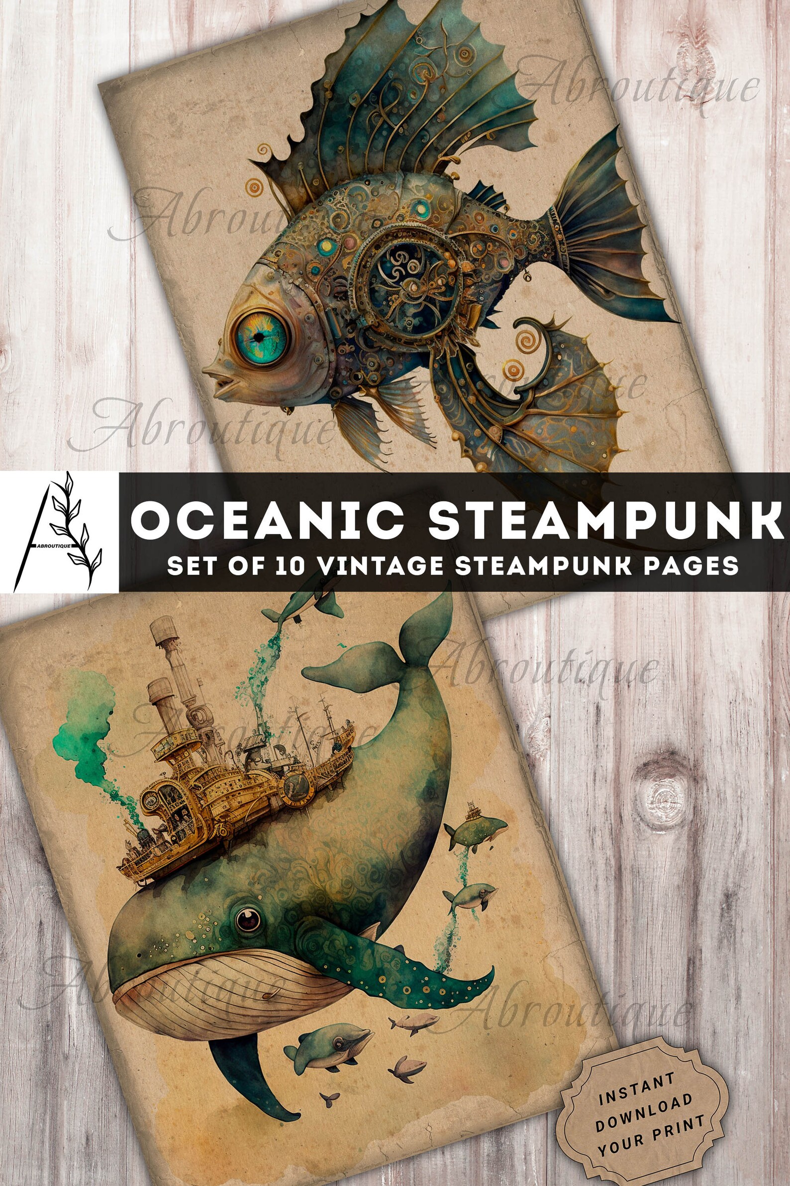 Nautical Steampunk Paper Pack: Vintage Collage Sheets (digital Download ...