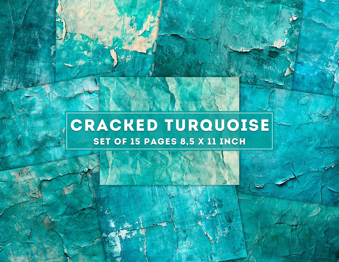 Cracked Turquoise Collage Paper, Grunge Texture, Vintage Green Oil ...