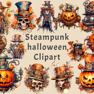 Halloween Steampunk Clipart, 18 PNG Halloween Digital Bundle, Autumn ...