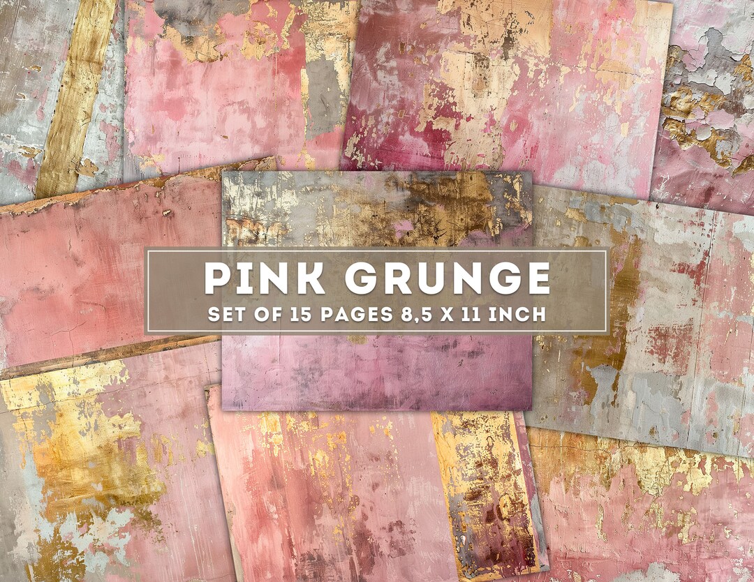 Pink Grunge Digital Paper, Steampunk Paper, Junk Journal Kit, Digital ...