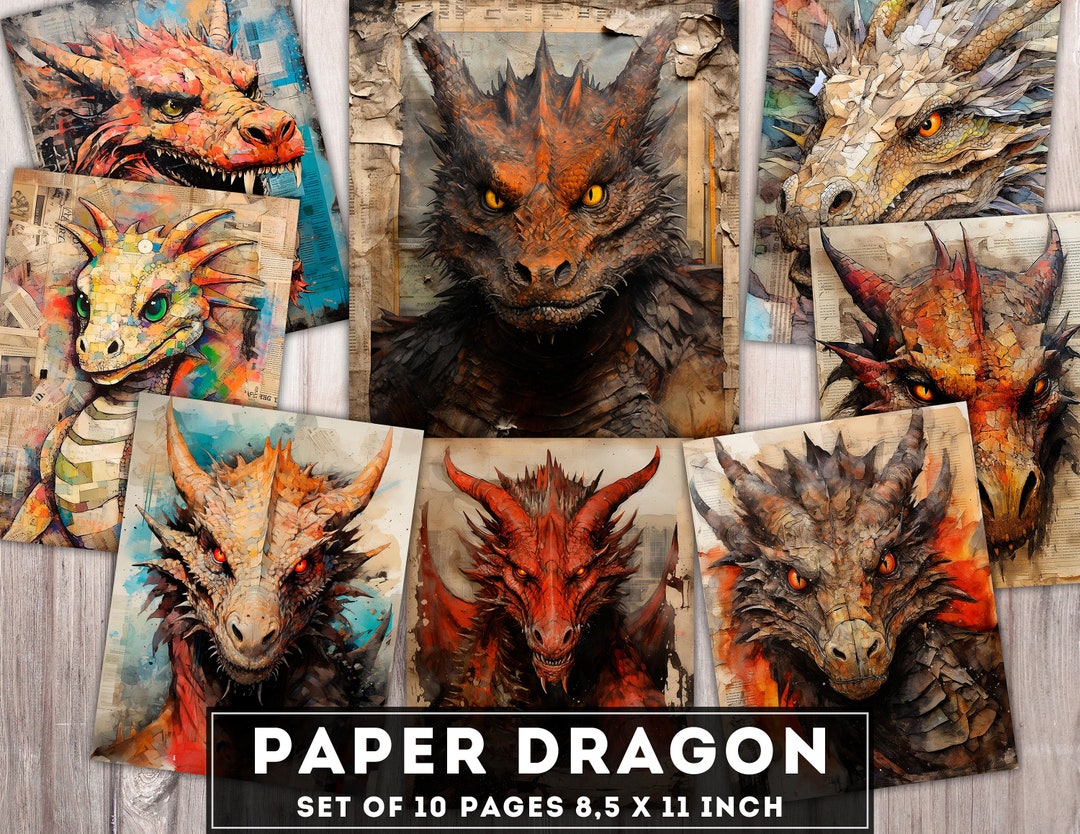 Paper Dragons Kit, Dragon Printables, Dragons Junk Journal, Digital ...