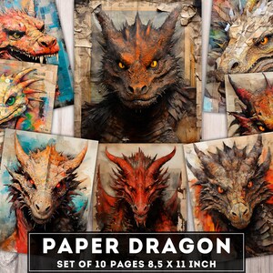 Paper Dragons Kit, Dragon Printables, Dragons Junk Journal, Digital ...