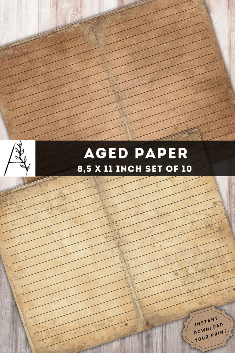 Aged Lined Paper, Old Notebook Pages, Lined Vintage Paper Pack, Prime ...
