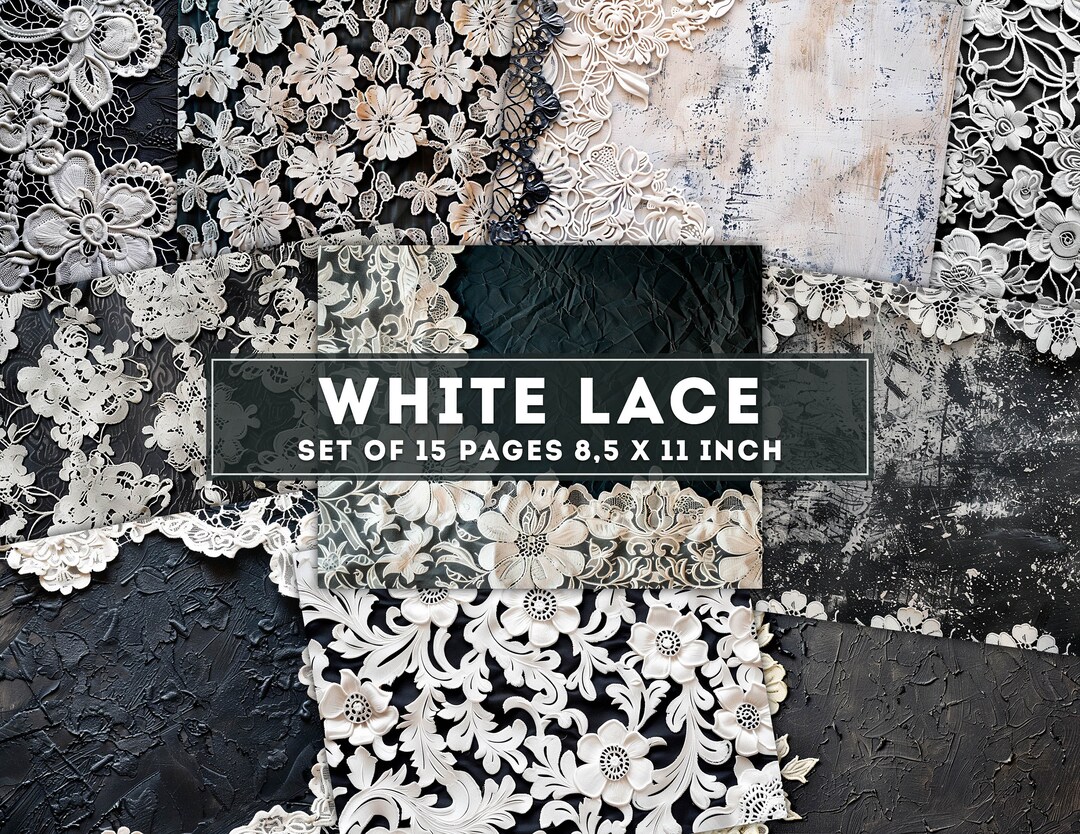 White Lace Digital Paper Instant Download Junk Journal Printable Pages ...
