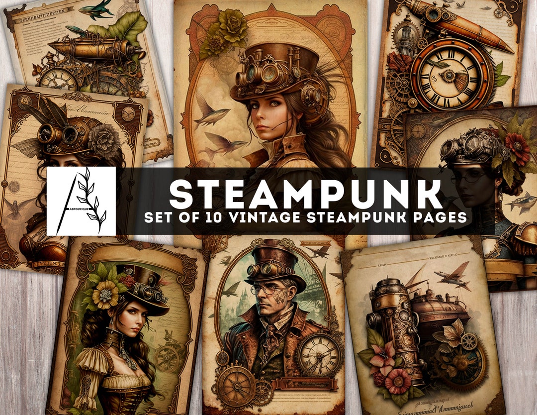Amazing Steampunk Paper, Steampunk Printables, Junk Journal Kit ...