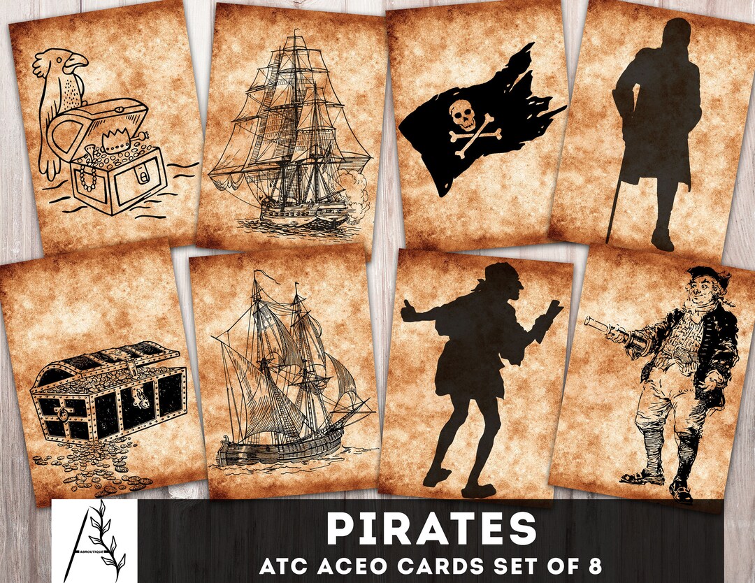 Pirates Printable ATC ACEO Cards 2.5 X 3.5 Pirate Ships, Pirates Junk ...