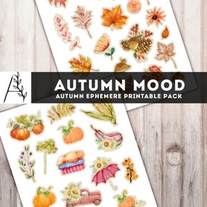 Printable Autumn Leaves Junk Journal Fall Fussy Cut Ephemera Digital ...