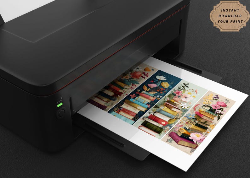 Floral Books 15 PNG Printable Flowers Bookmarks, Floral Book Stack ...
