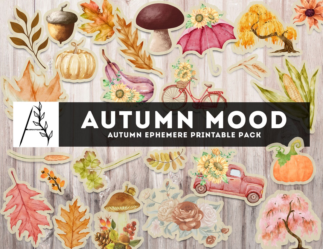 Printable Autumn Leaves Junk Journal Fall Fussy Cut Ephemera Digital ...