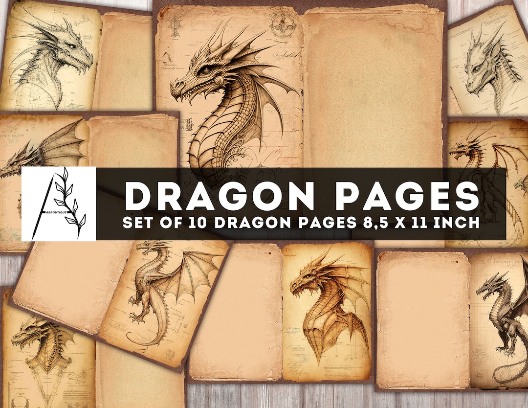 Dragon Paper Pack, Dragon Printables, Dragons Junk Journal, Dragon ...