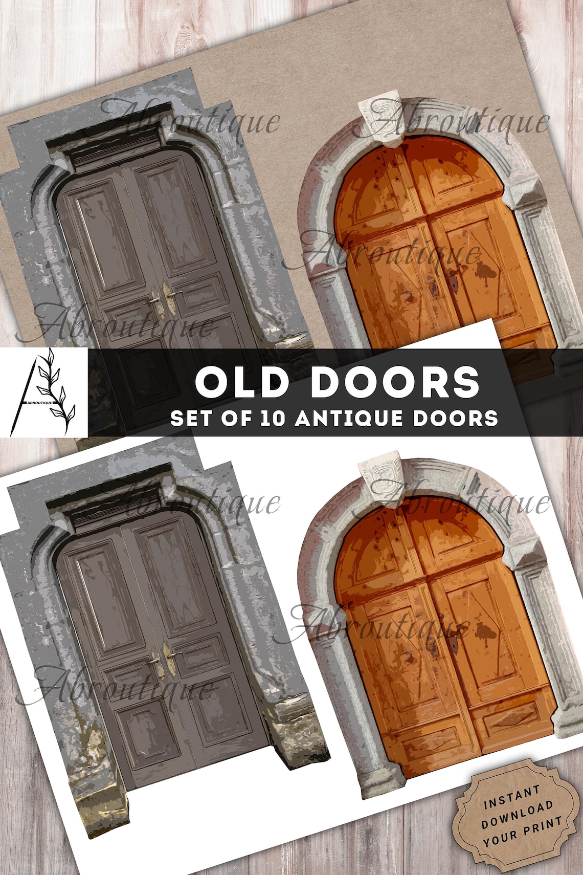 Old Doors Scrapbooking Ephemera Printable Digital - Etsy
