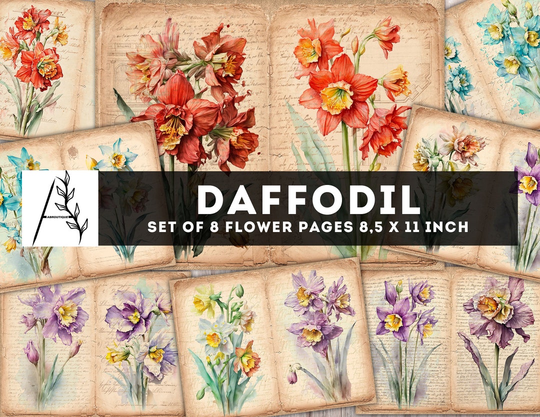 Daffodil Junk Journal Kit, Junk Journal Supplies, Floral Digital Paper ...