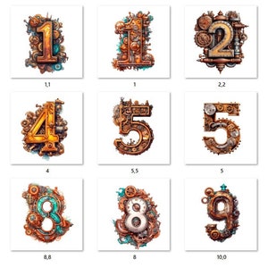 Steampunk Number Clipart, 20 PNG Different Numbers Bundle, Steampunk ...