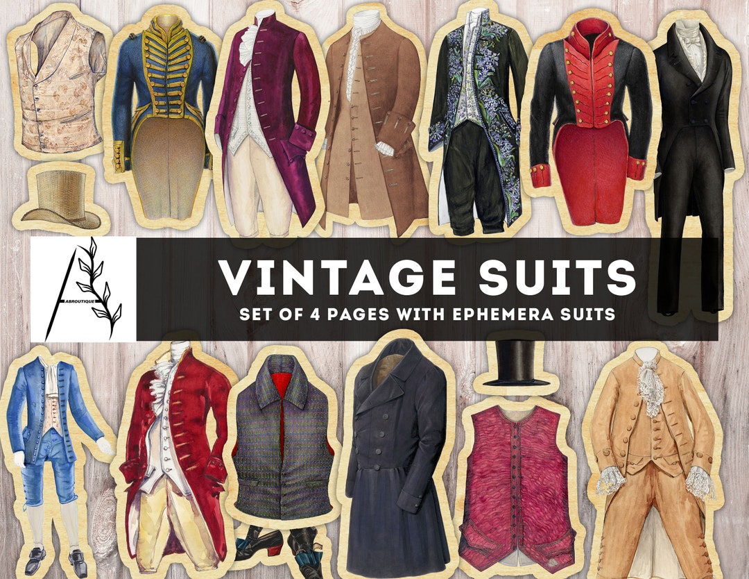 Vintage Suits, Junk Journal Fashion, Antique Man Suit, Fussy Cut ...