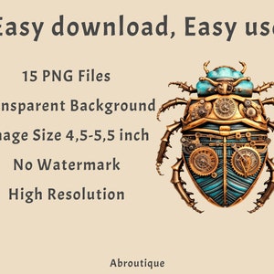 Steampunk Scarab Clipart, 15 PNG Steampunk Bugs Bundle, Steampunk Junk ...