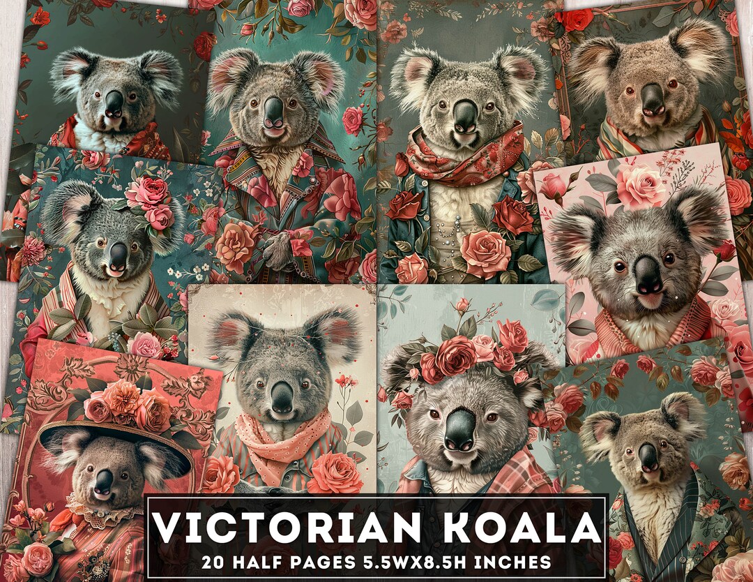 Victorian Koala Junk Journal Kit, Koala Half Pages, Vintage Journal ...