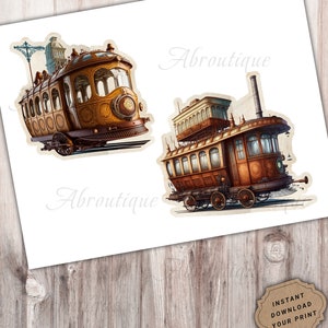 Printable Steampunk Train, Steampunk Junk Journal, Steampunk Tram ...