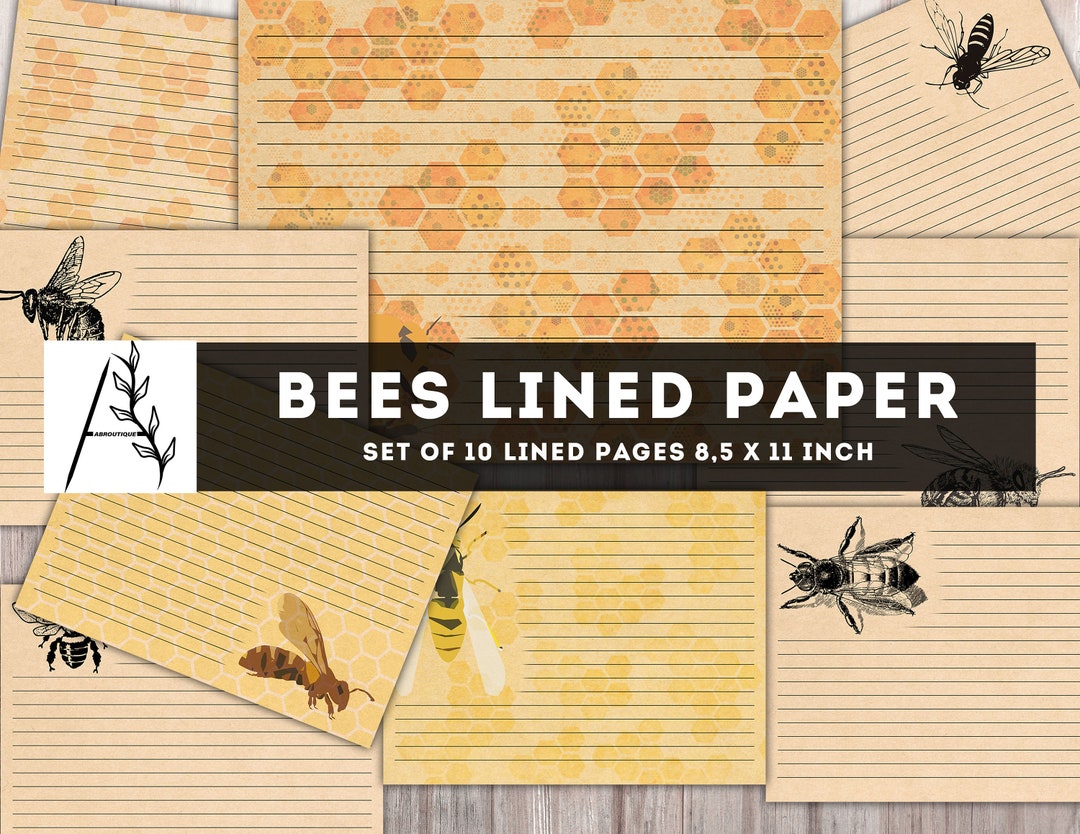 Bees Lined Paper, Bee Junk Journal, Beekeeper Papers, Bee Collage Sheet ...