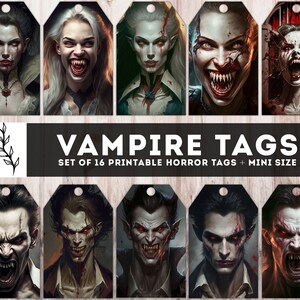 Printable Vampire Tags, Vampire Junk Journal, Vampire Lady & Men Ephemera, Fussy Cut, Sticker ...