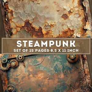 Steampunk Background, Rusty Paper Pack, Industrial Letter Printable ...