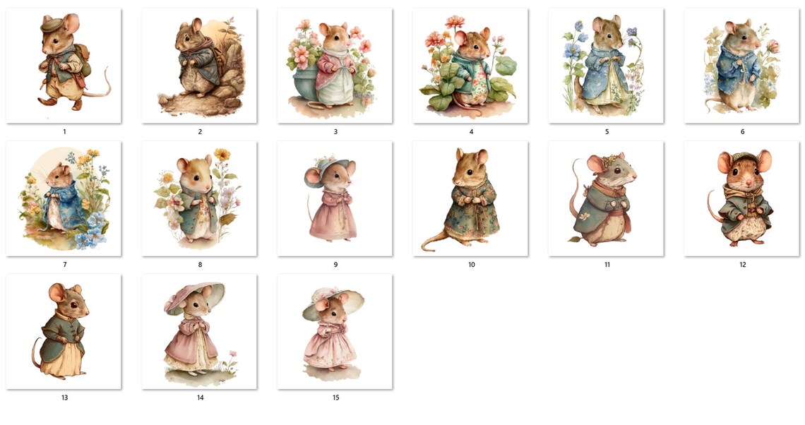 Vintage Mouse Junk Journal, Mouse 15 PNG Clipart, Garden Mouse ...