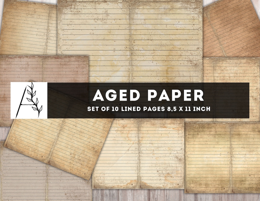 Aged Lined Paper, Old Notebook Pages, Lined Vintage Paper Pack, Prime ...