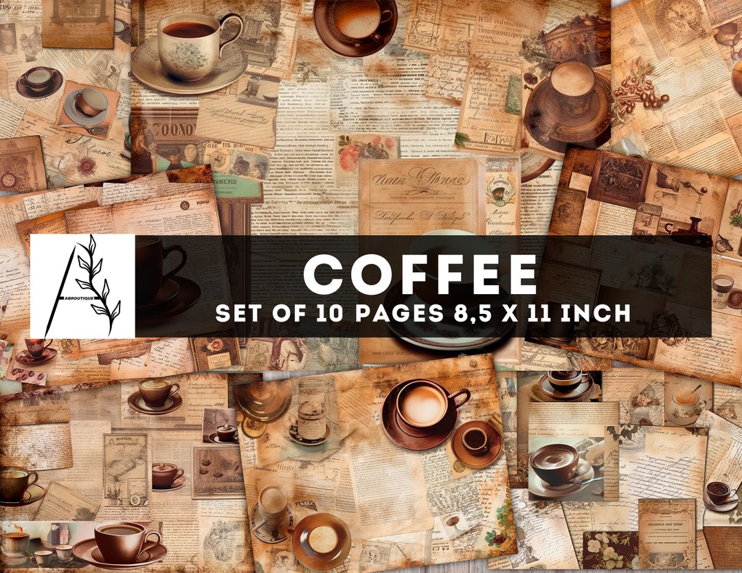 Coffee Collage Sheet, Coffee Junk Journal Kit, Vintage Journal Pages ...