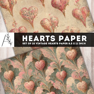 Vintage Hearts Paper Pack: Valentine Junk Journal Printables (digital ...