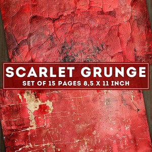 Scarlet Grunge Digital Paper, Steampunk Paper, Junk Journal Kit ...
