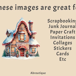 Gingerbread House Clipart, 18 PNG Christmas Bundle, Junk Journal ...
