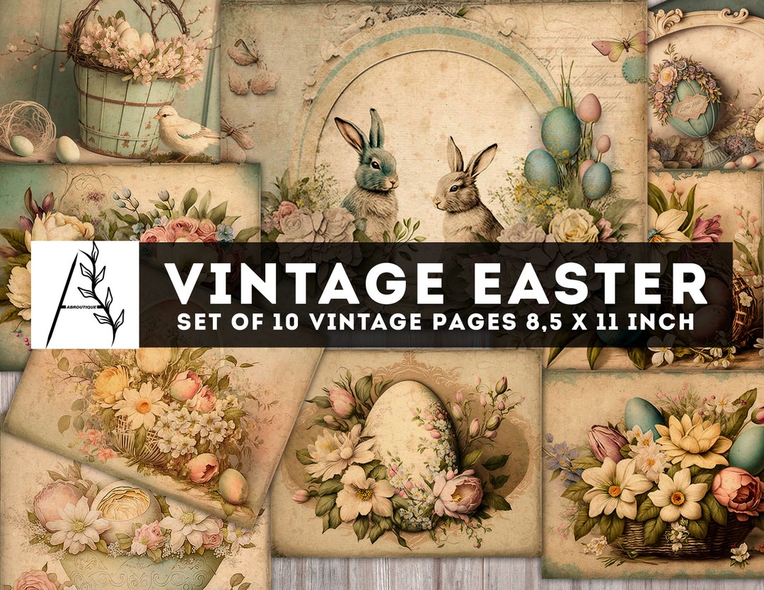 Vintage Easter Paper Pack, Easter Junk Journal, Easter Rabbit, Easter ...