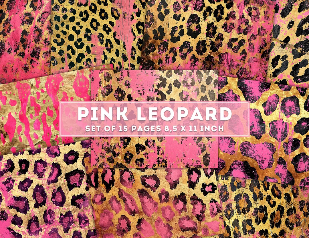 Pink Leopard Digital Paper, Gold Leopard Spots, Animal Print, Junk ...
