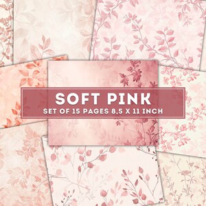 Soft Pink Flowers Digital Paper, Watercolor Scrapbook Papers, Junk ...