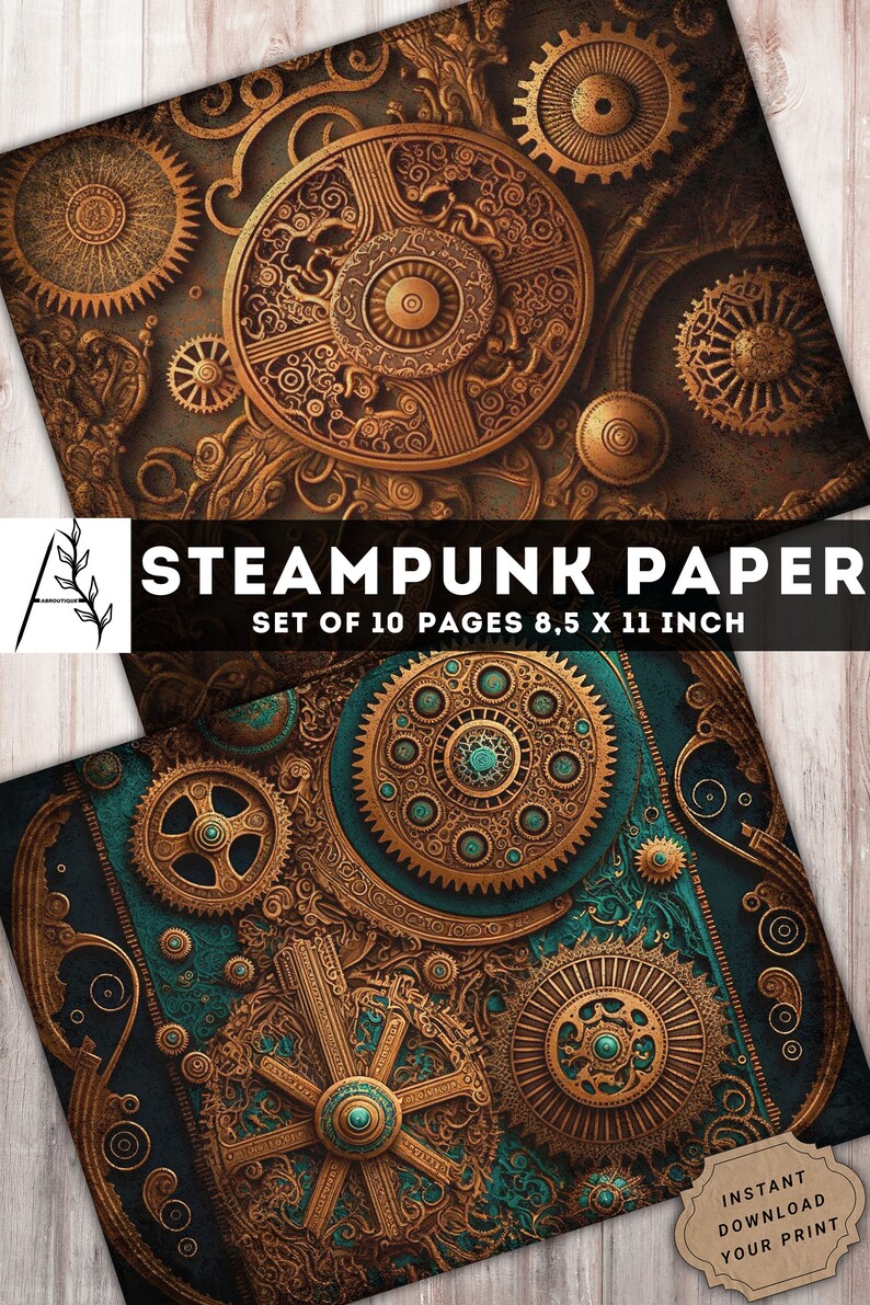 Steampunk Paper Pack, Steampunk Printables, Steampunk Junk Journal, Old ...
