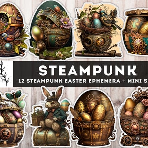 Steampunk Easter, Steampunk Printable Junk Journal, Steampunk Eggs Ephemera, Fussy Cut, Digital ...