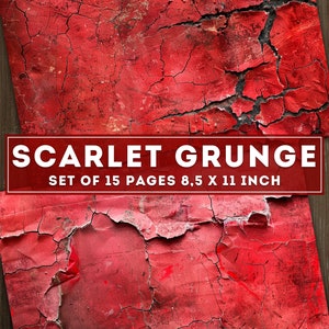 Scarlet Grunge Digital Paper, Steampunk Paper, Junk Journal Kit ...
