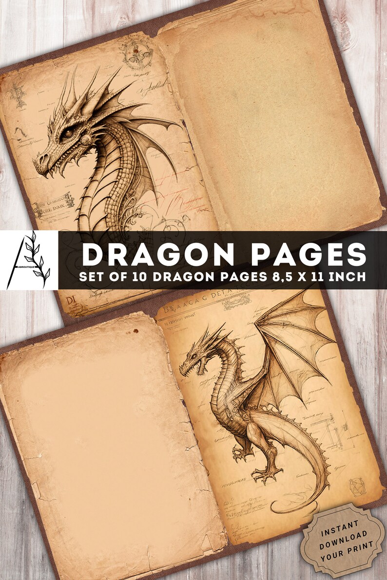 Dragon Paper Pack Dragon Printables Dragons Junk Journal - Etsy