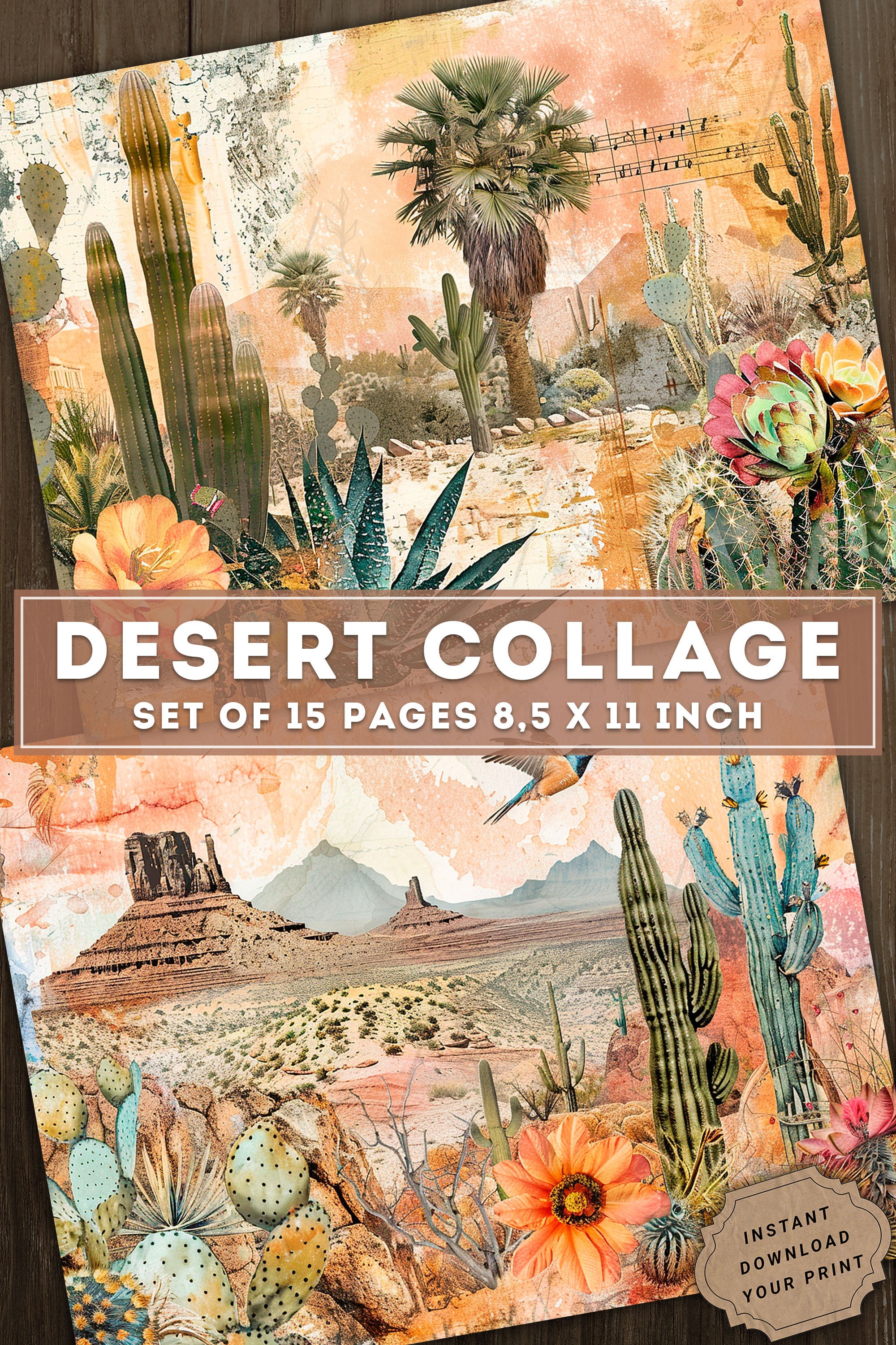 Desert Collage Paper, Junk Journal Kit, Wasteland Ephemera, Wilds ...