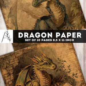 Dragons Paper Kit, Dragon Printables, Dragons Junk Journal, Dragon ...
