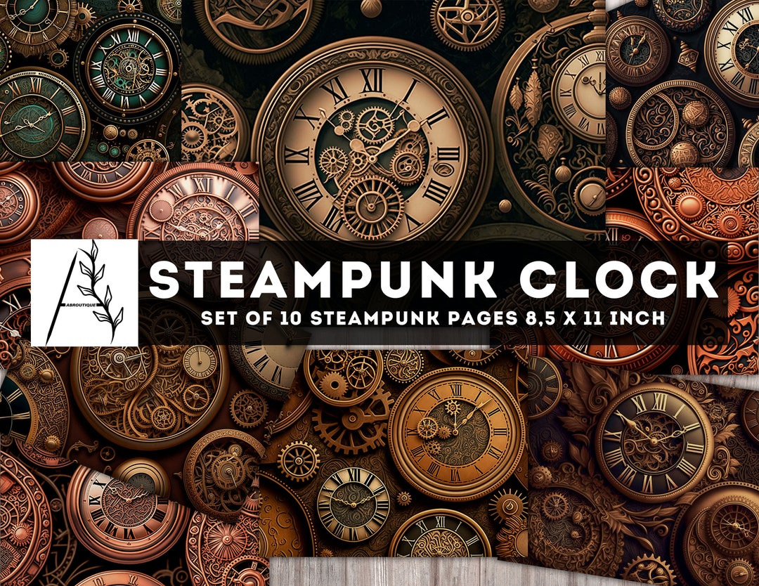 Steampunk Clock Paper Pack, Steampunk Junk Journal Kit, Vintage Clock ...