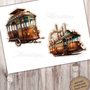 Printable Steampunk Train, Steampunk Junk Journal, Steampunk Tram ...
