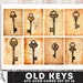 Old Keys Card Junk Journal Printable ATC ACEO Cards 2.5 X 3.5 Digital ...