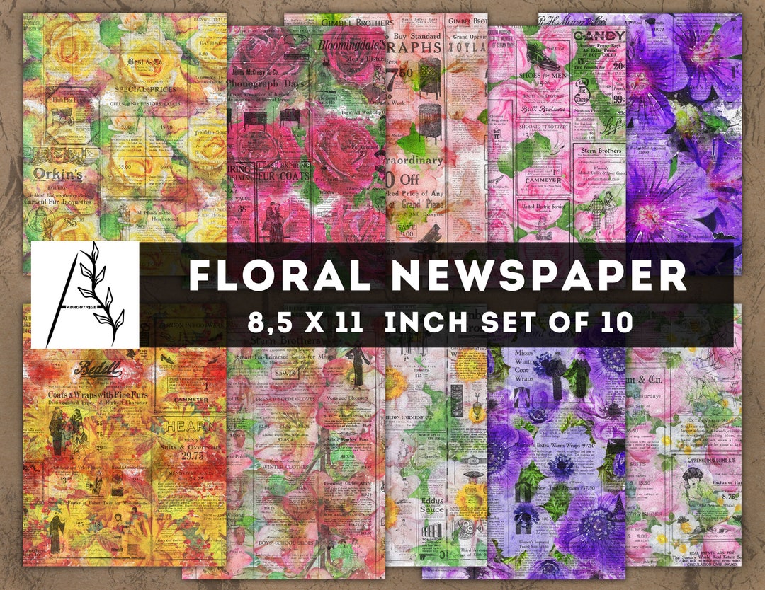 Newspaper Roses, Junk Journal Flowers, Newspaper Shabby Rose, Newsprint ...