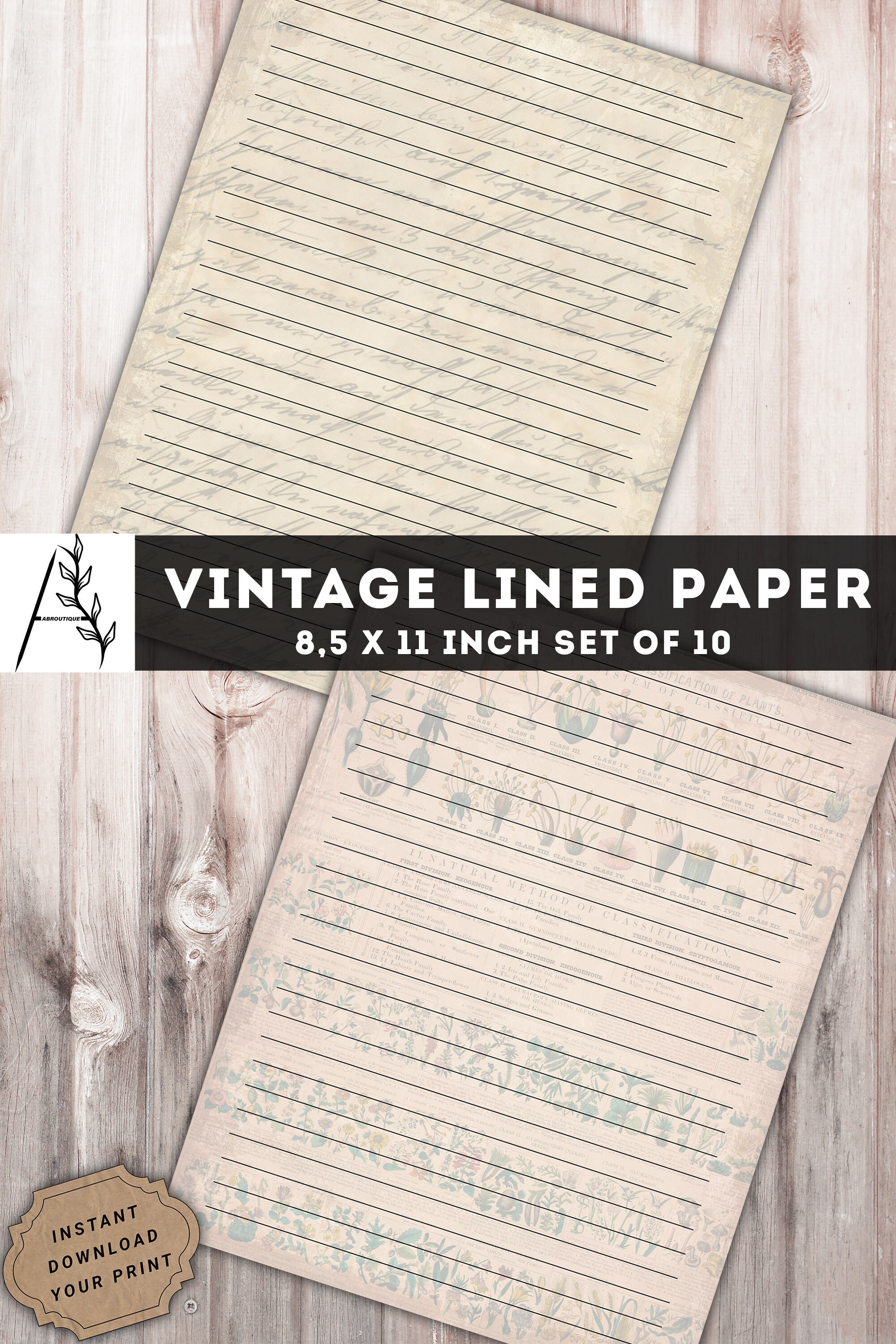 Vintage Lined Writing Paper: Retro Journal Pages (PDF Download) - Etsy