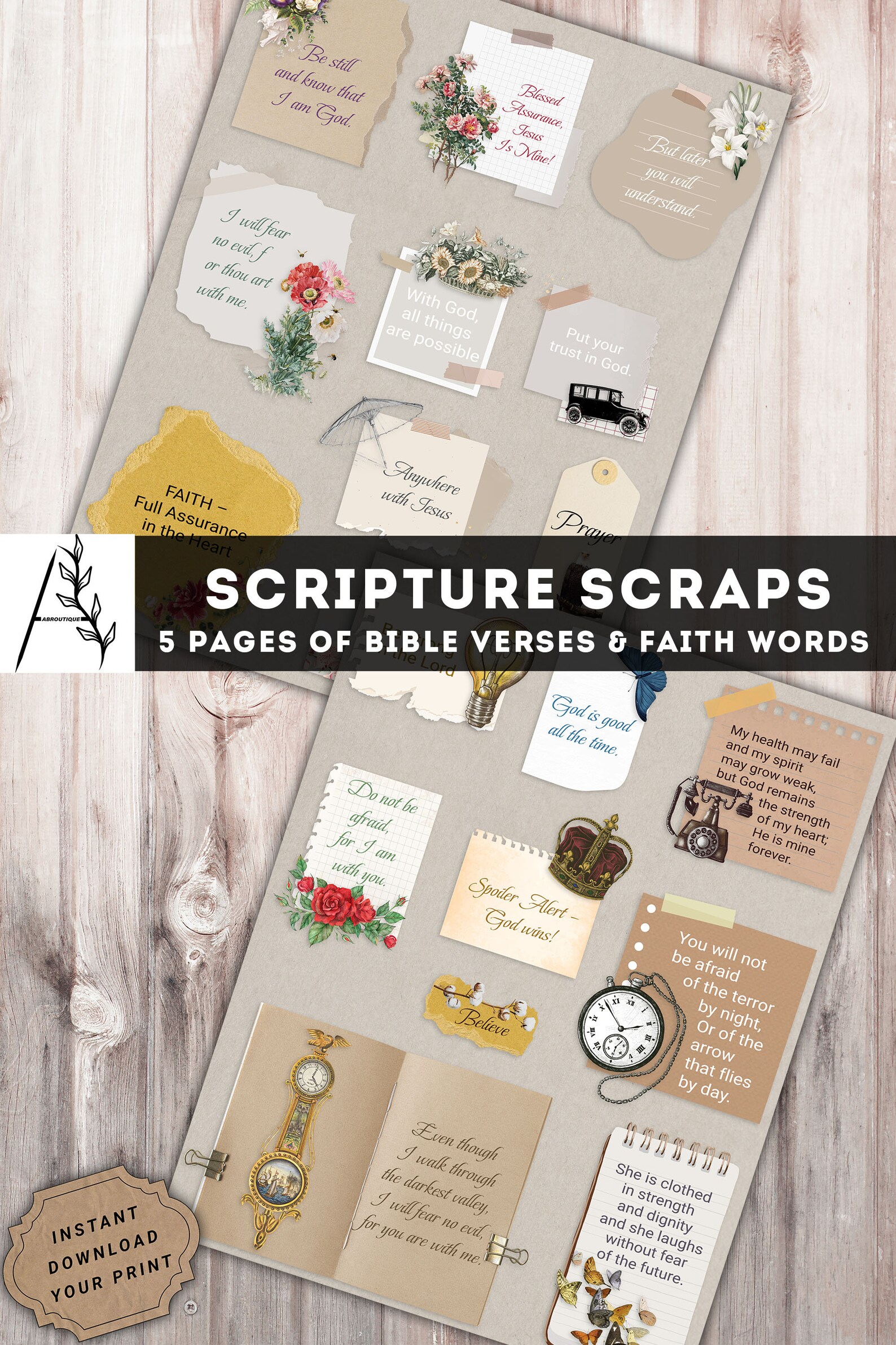 Scripture Scraps, Prayer, Blessing, Junk Journal Fussy Cut, Bible ...