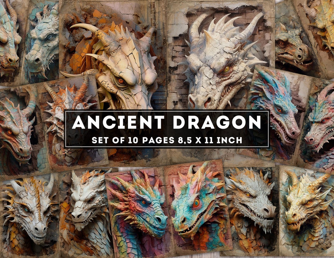 Ancient Dragons Paper Kit, Dragon Printables, Dragons Junk Journal ...