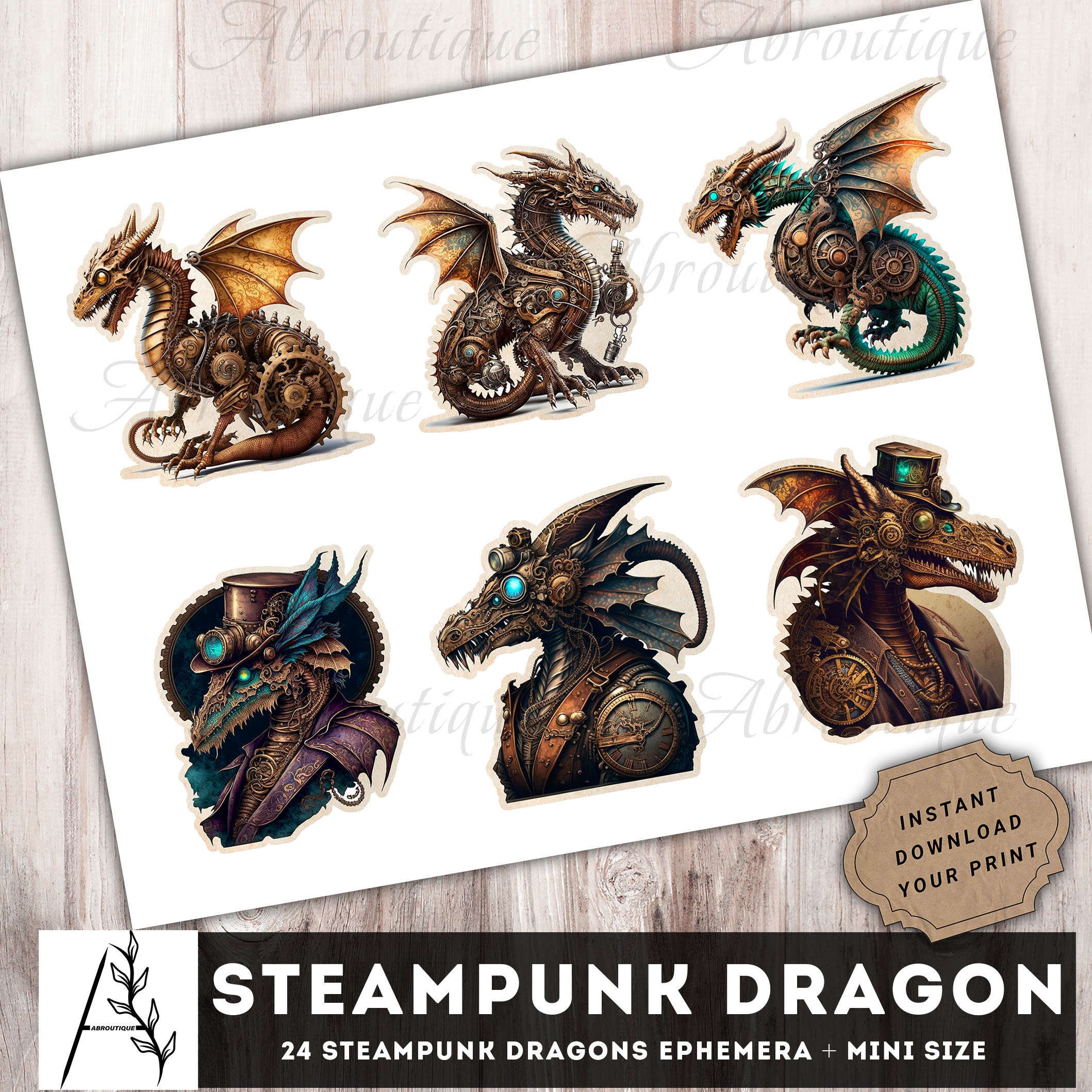 Steampunk Dragons Steampunk Printable Junk Journal Kit - Etsy