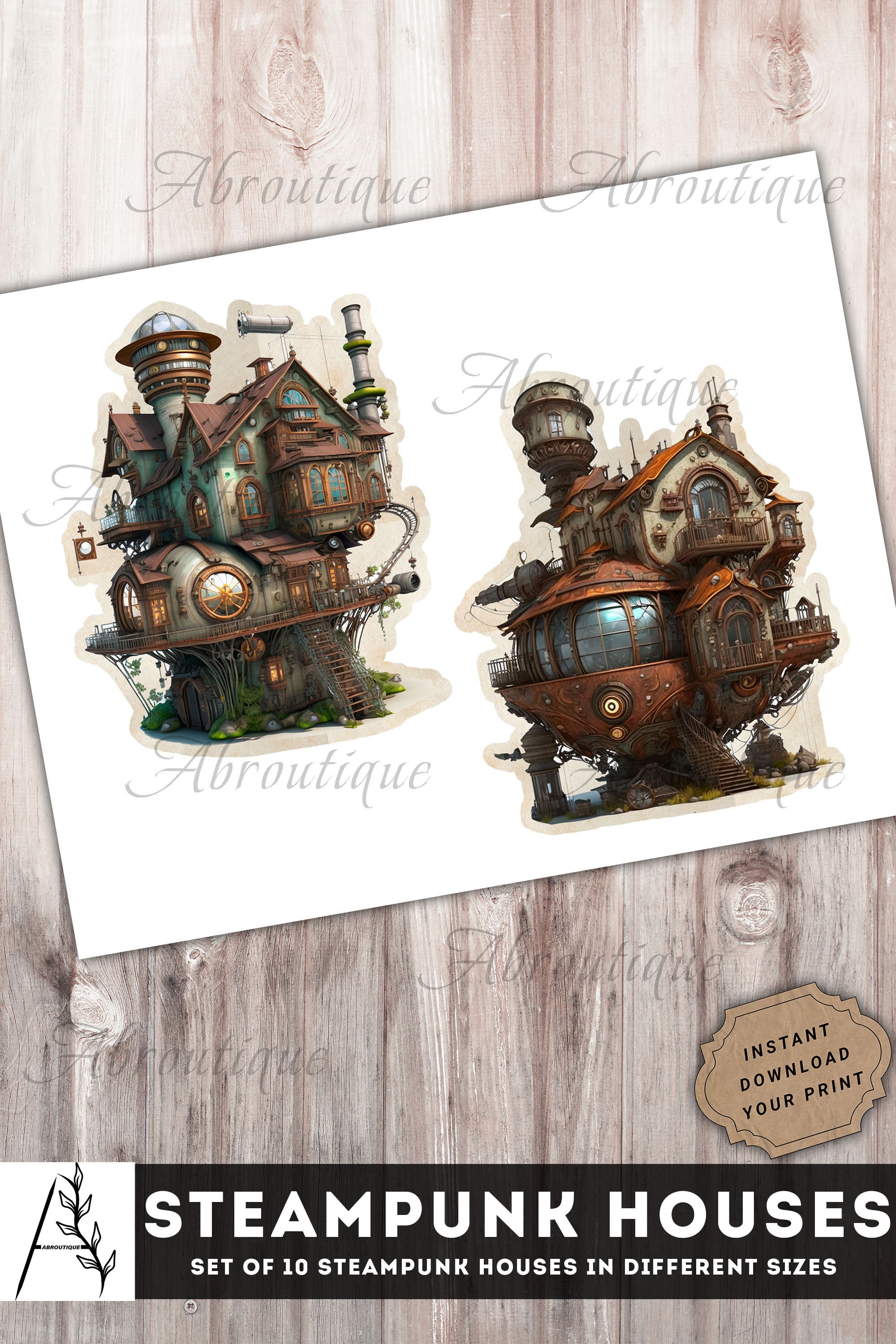 Steampunk Houses Printables Steampunk Junk Journal Steampunk - Etsy